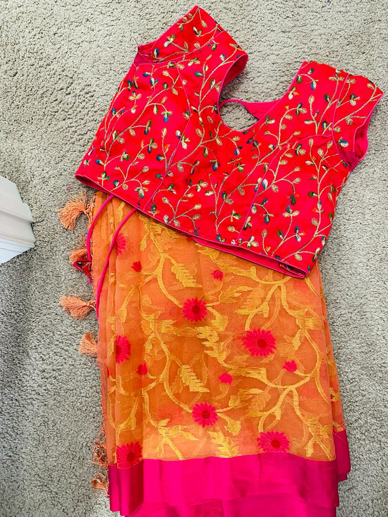 PunarviAuthentic|PreLoved|SustainablePeach and pink color saree paried ...