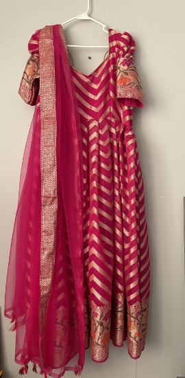 PunarviAuthentic|PreLoved|SustainablePuff sleeves Long Frock with ...